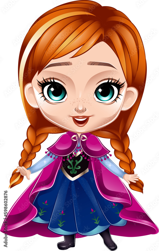 beautiful cute Anna frozen princess Generative AI Stock Vector | Adobe ...