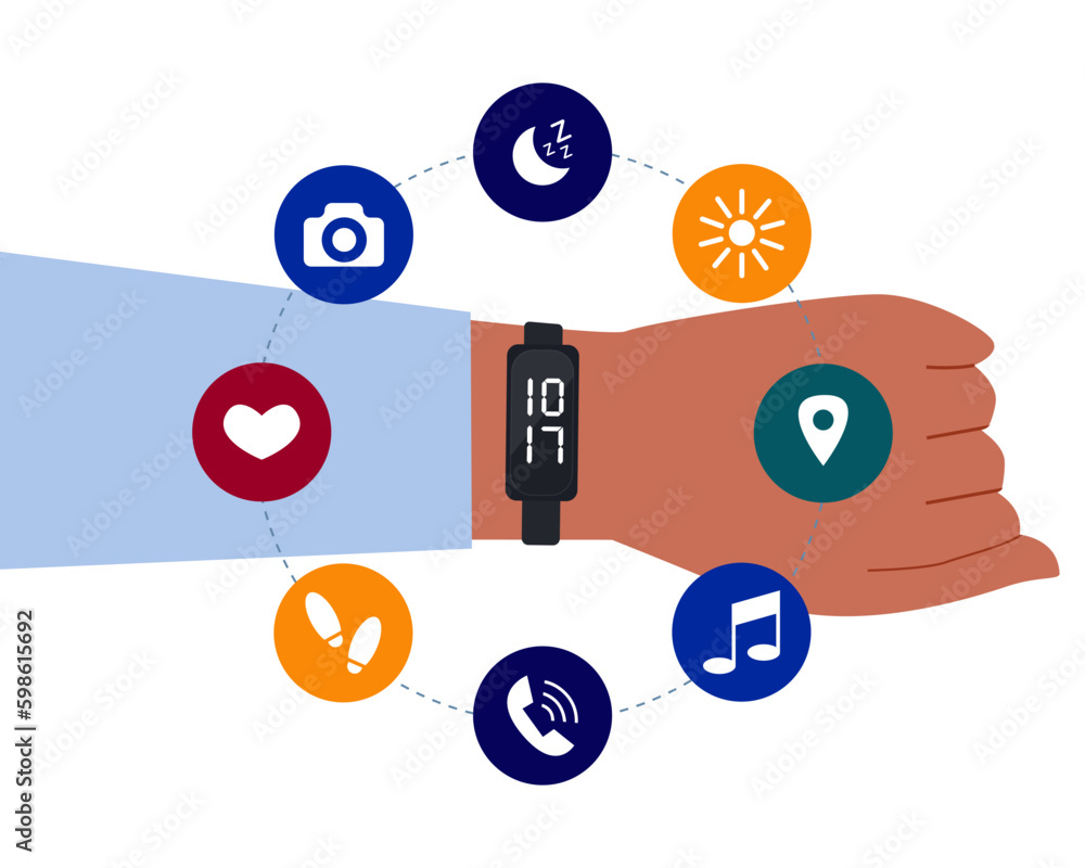 Fitness or activity tracker infographics, flat vector illustration ...