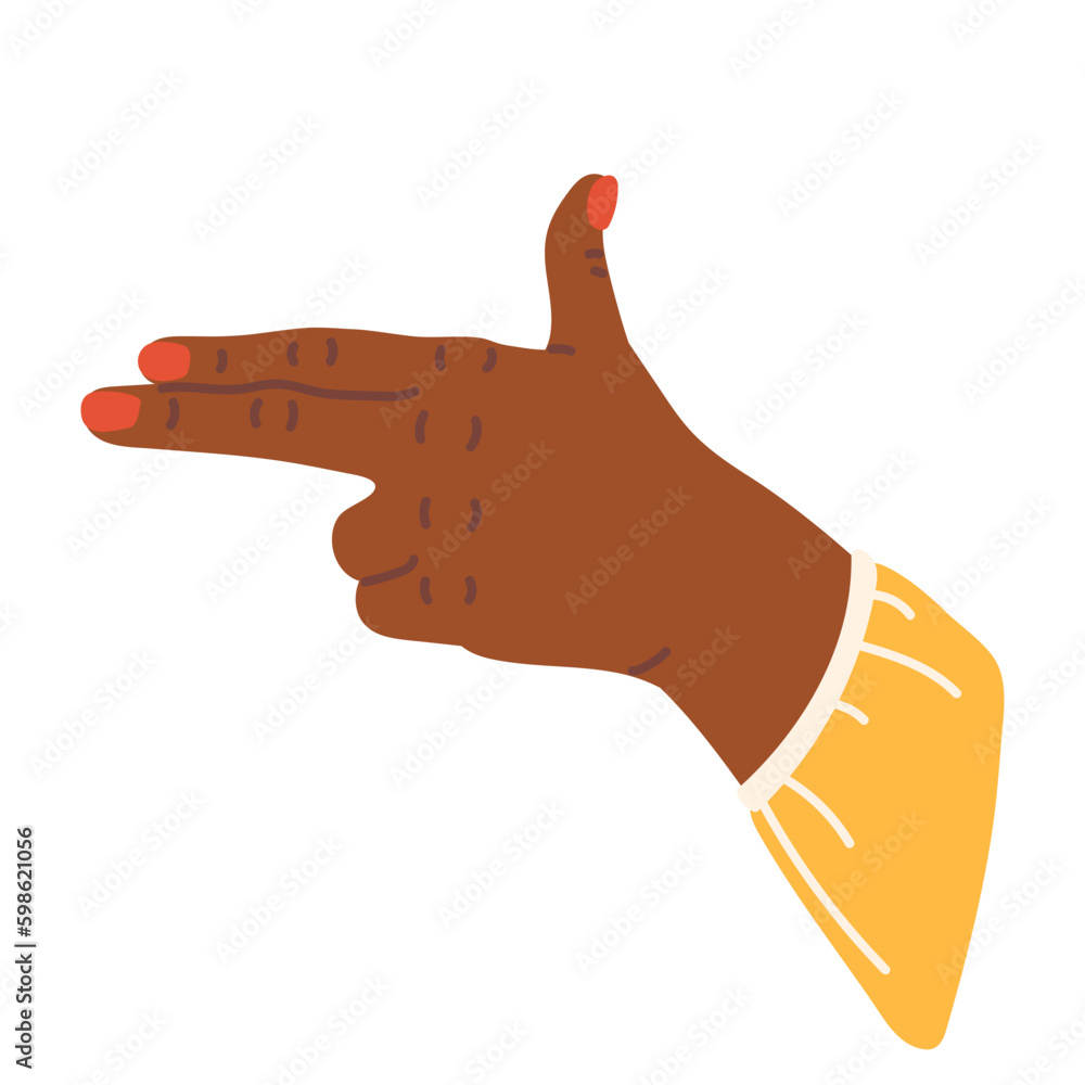 Hand gun sign vector cartoon illustration Isolated on white. Gun pistol ...