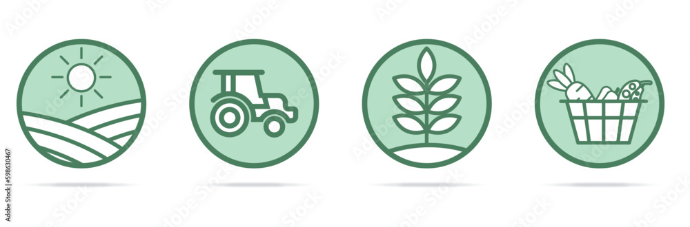 Ensemble de pictogrammes autour de l'écologie, de l'agriculture verte ...