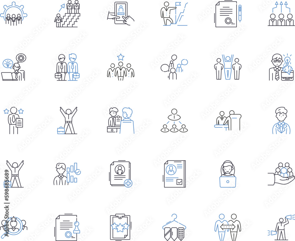 Corporate personnel line icons collection. Staffing, Recruiting, HR ...