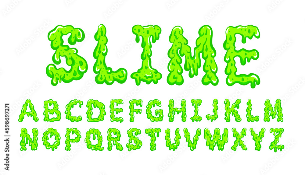 Green slime alphabet. Vector clipart illustration. Stock Vector | Adobe ...
