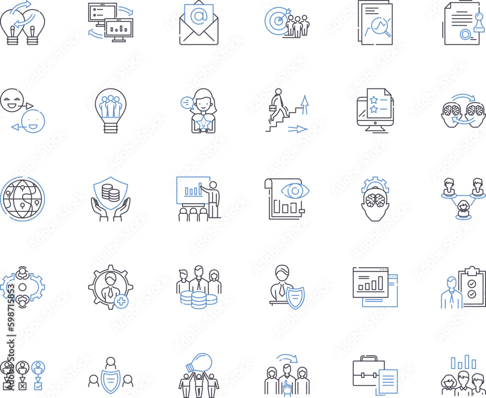 Vector de Stock Decision-making process line icons collection. Analysis ...