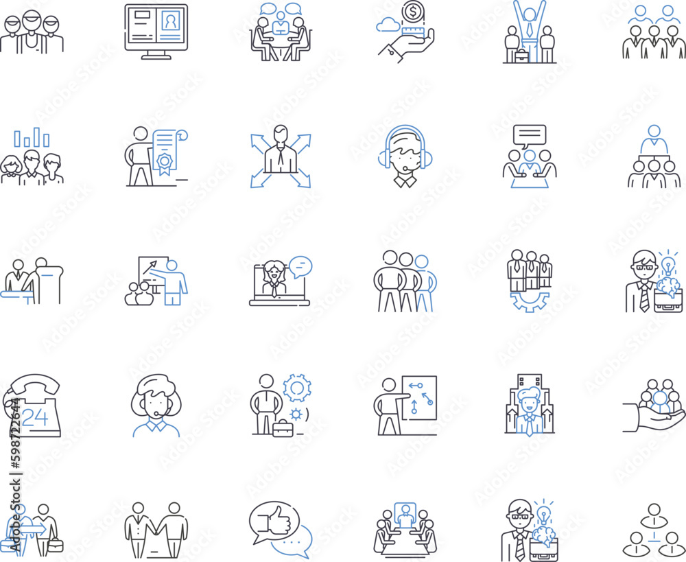 Advancement journey line icons collection. Progression, Growth ...