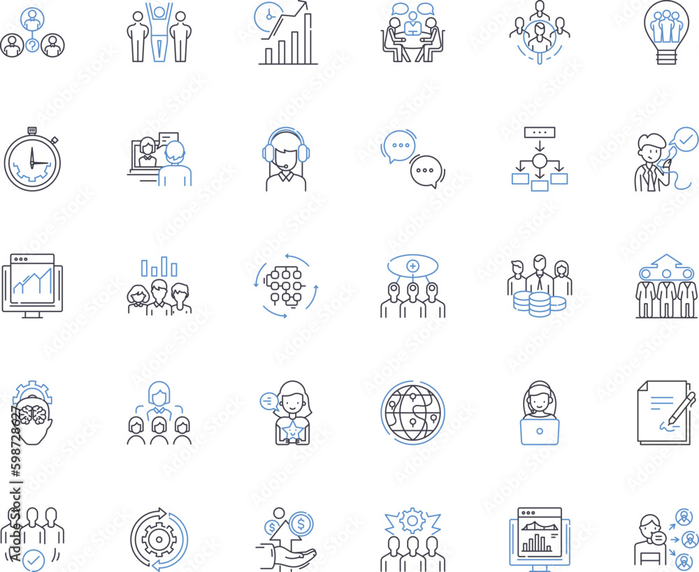 Vector de Stock Organizational direction line icons collection. Goals ...