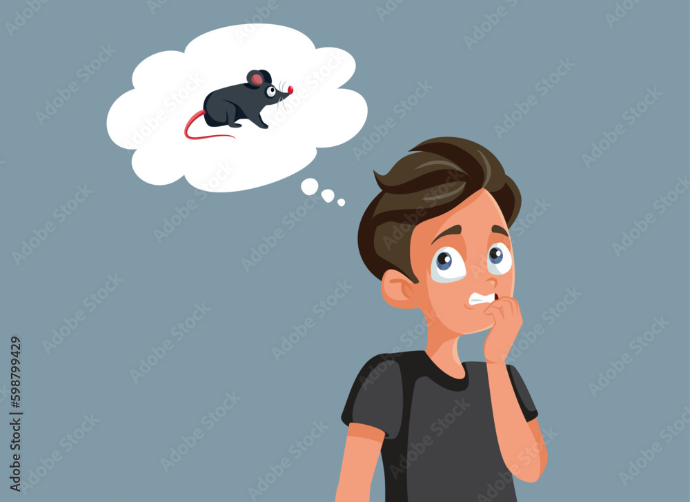 Teen Boy Scared by Rats Vector Cartoon Illustration. Young guy ...