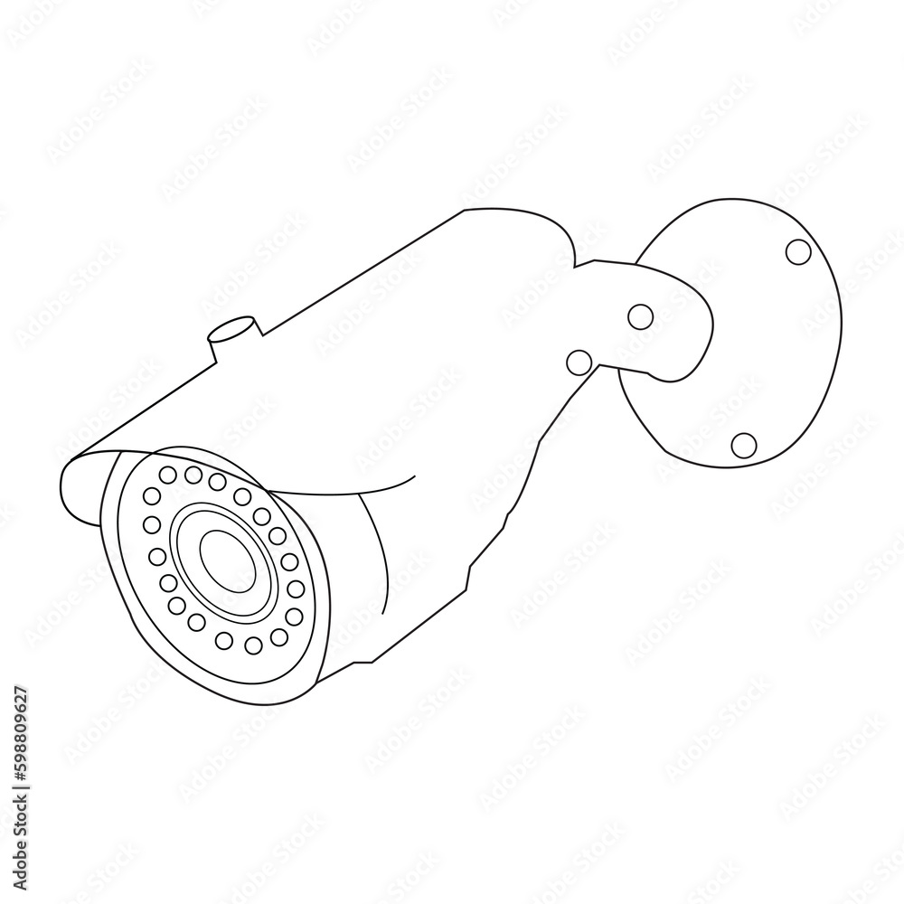 Surveillance Cameras, CCTV Linear Icons Vector Set. Security System ...