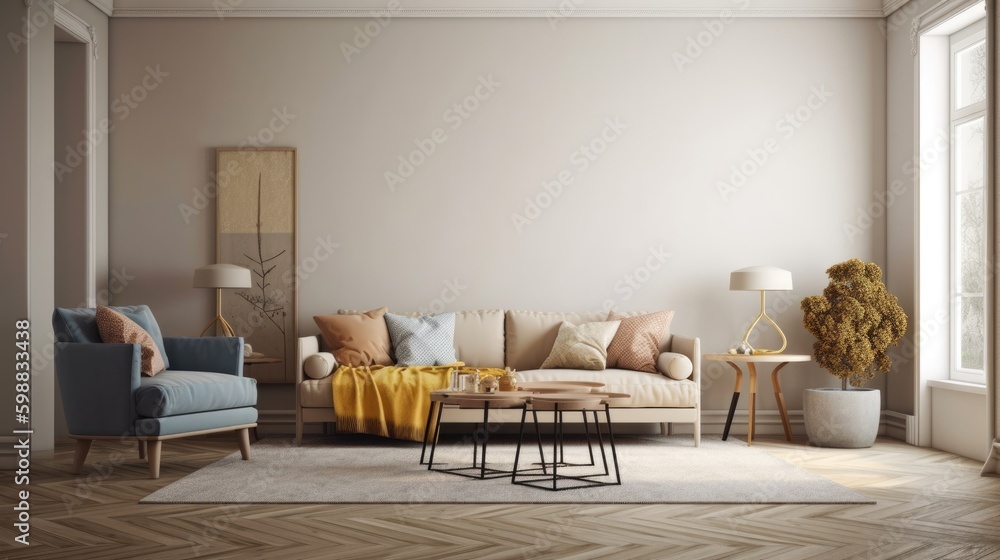 Contemporary Living Room. Modern Interior Design Background. Generative ...