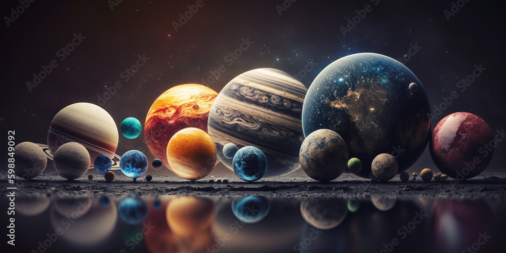 The Nine Planets of the Solar System with there moons created with ...