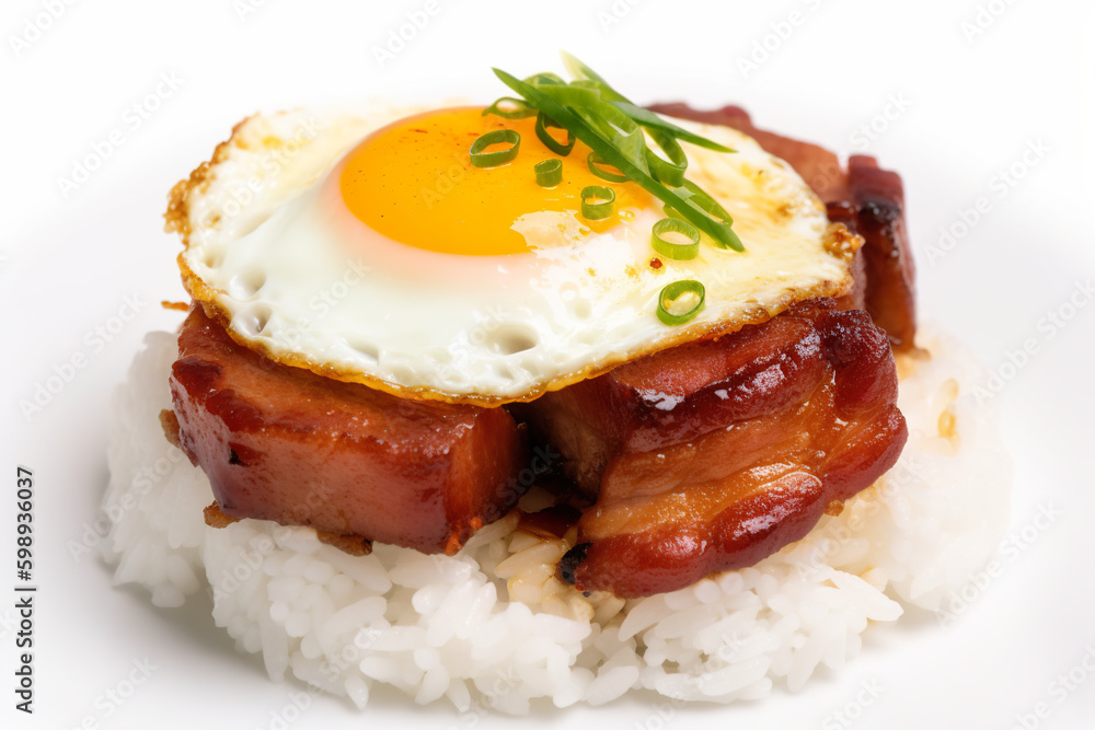 Tocino - a sweet cured pork, served with garlic rice and egg. Asian ...