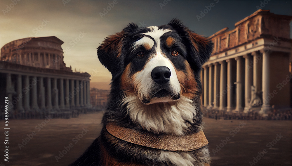ภาพประกอบ Stock Artistic portrait of roman dog of empire of rome era ...