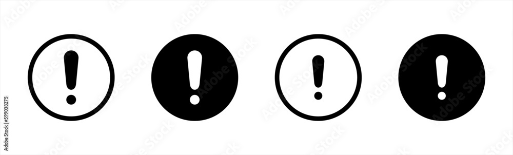 Exclamation mark icon. warning simple black style symbol sign for apps ...