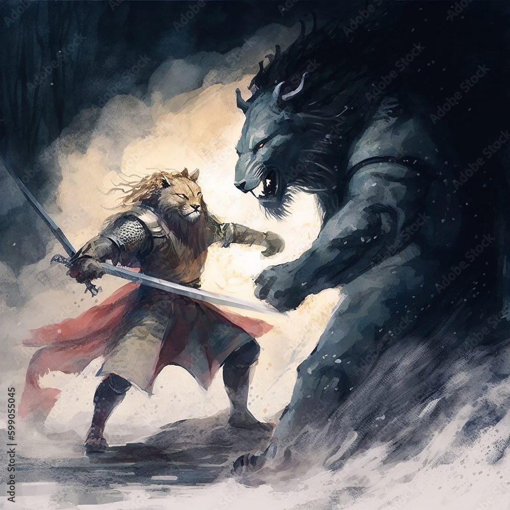 Стоковая иллюстрация «Medieval Knight Watercolor Art v3, 300 DPI PNGs ...