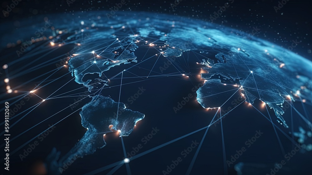 Ilustración de Stock worldwide network connection, digital art ...