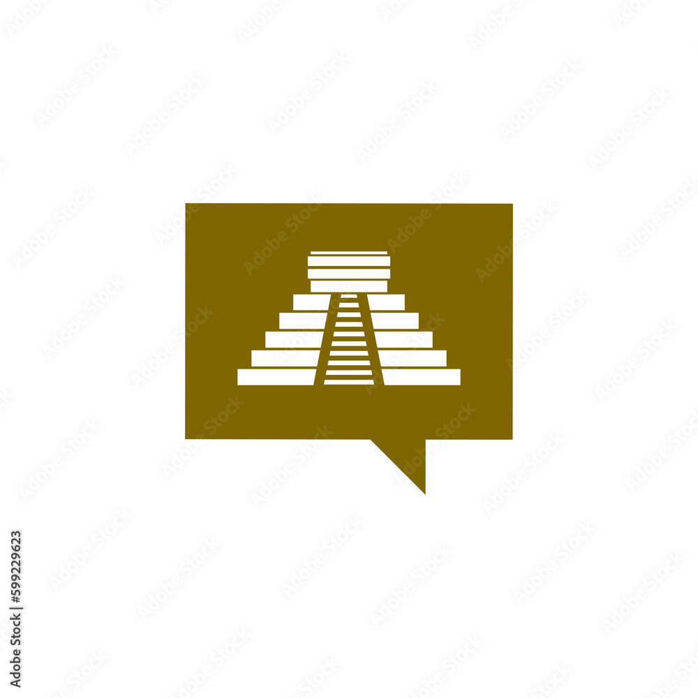 Chichen Itza in Mayan icon isolated on transparent background. Ancient ...