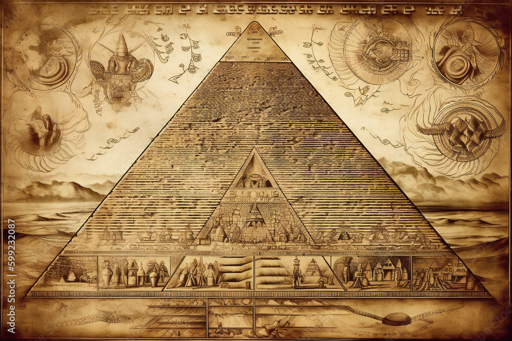 Pyramid with astrology and esoteric symbols on it. Esoteric, ancient ...