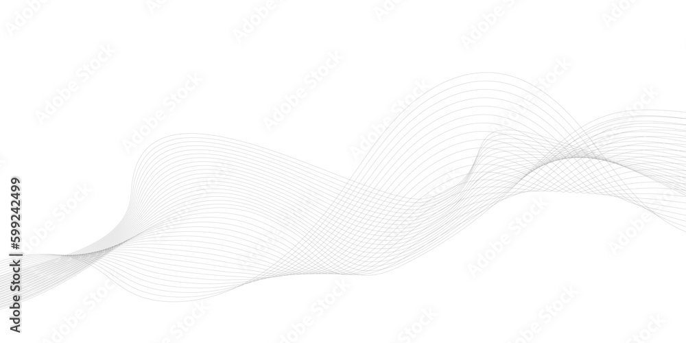 Tech grey abstract wave digital element for design. Curved wavy line ...
