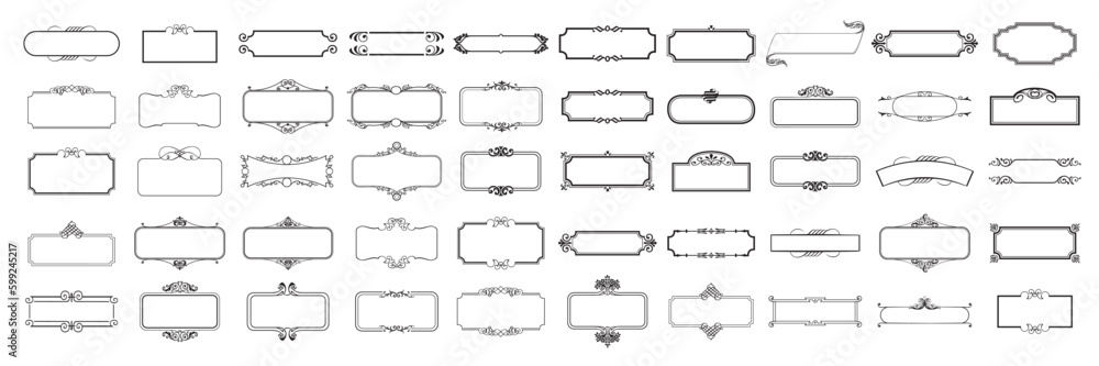 Vector illustration set of 50 decorative vintage frames isolated. Art ...
