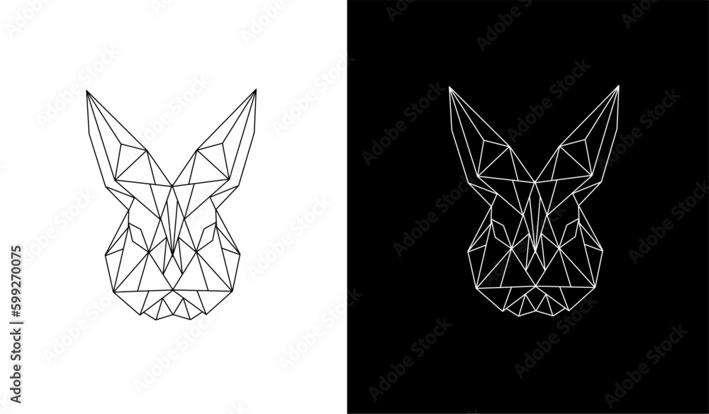 rabbit head logo design graphic vector illustration with geometric ...