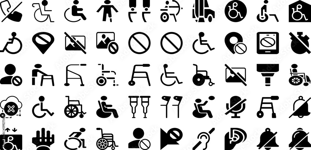 Disable Icon Set Isolated Silhouette Solid Icons With Accessibility ...