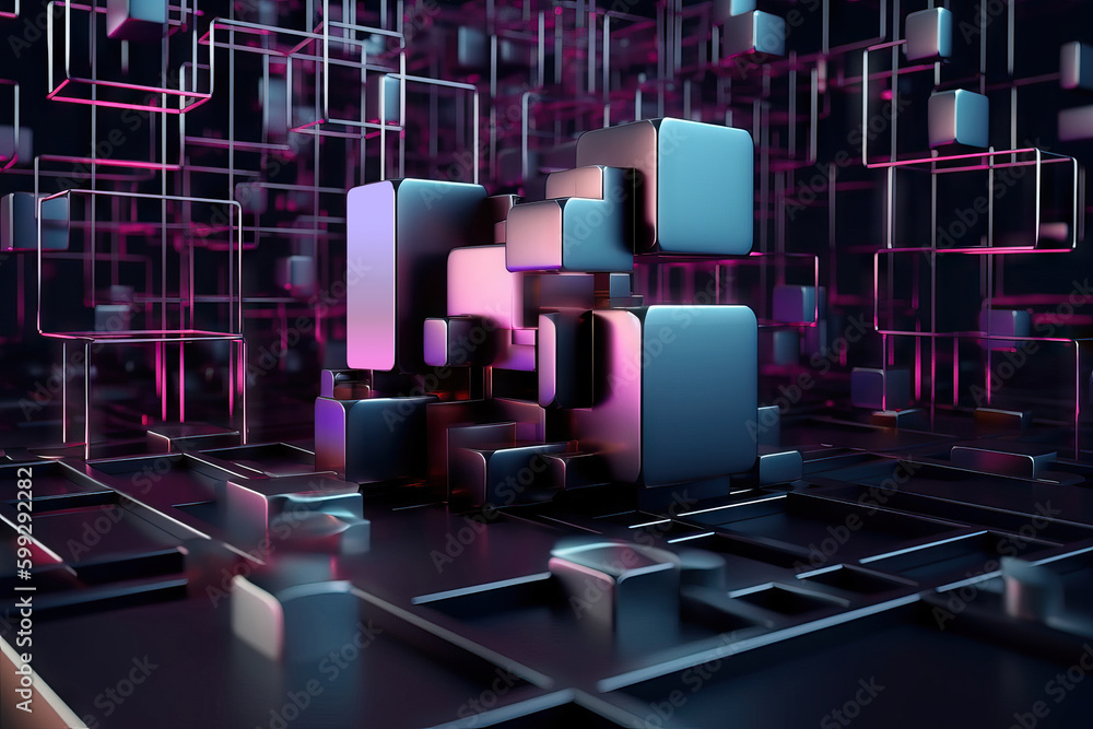 Generative AI illustration of abstract background of endless futuristic ...