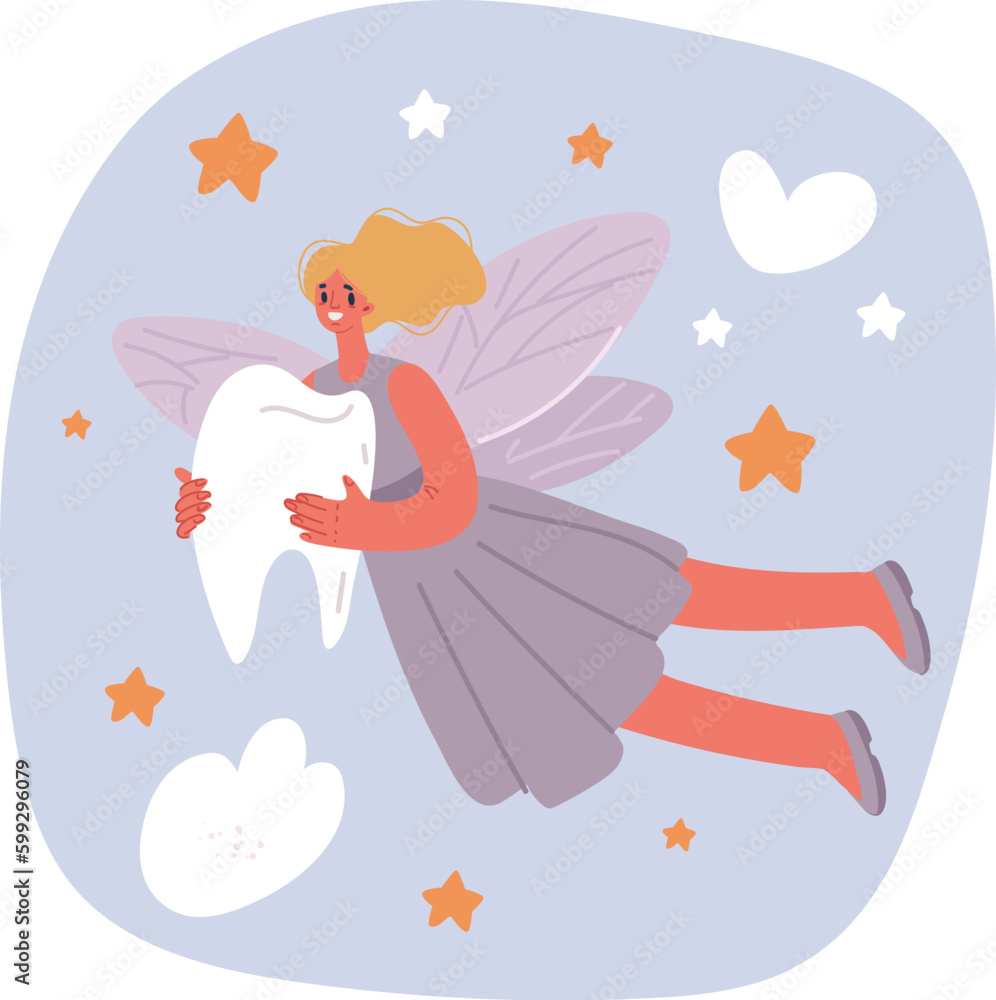 Cartoon Illustration of Smiling tooth fairy Stock Vector | Adobe Stock