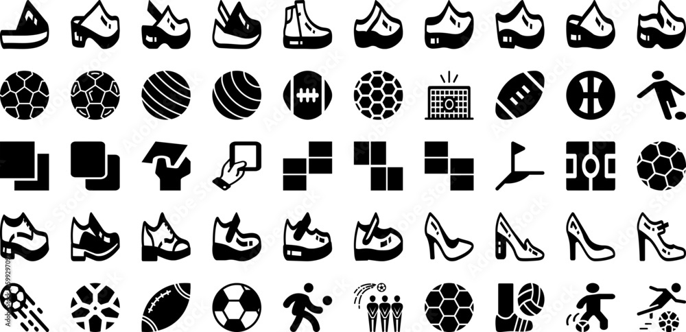 Foot Icon Set Isolated Silhouette Solid Icons With Illustration, Foot ...