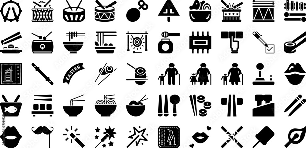 Tick Icon Set Isolated Silhouette Solid Icons With Correct, Tick ...