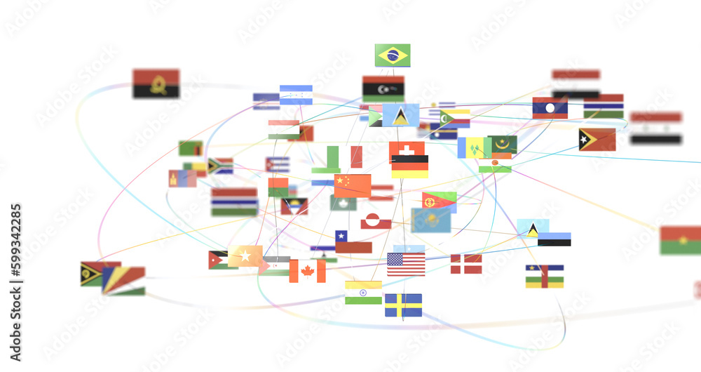 World map with all states and their flags,3d render - PNG transparent ...