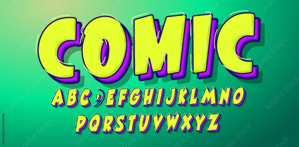 Comic alphabet set. Letters, for kids. Stock Vector | Adobe Stock
