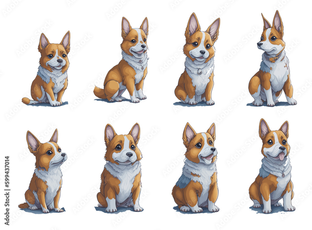 set of funny cartoon dogs. character sheet, illustration for children's ...