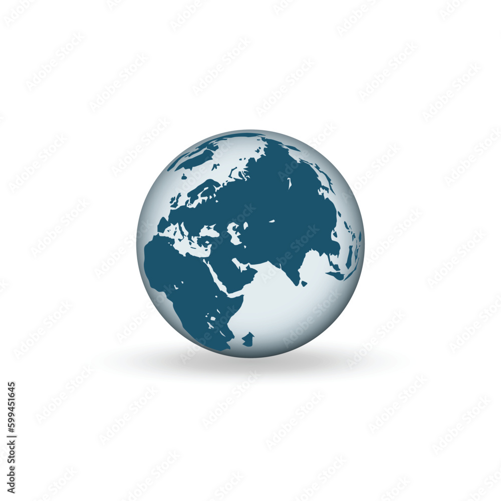 Earth globe icons. earth hemispheres with continents. vector world map ...