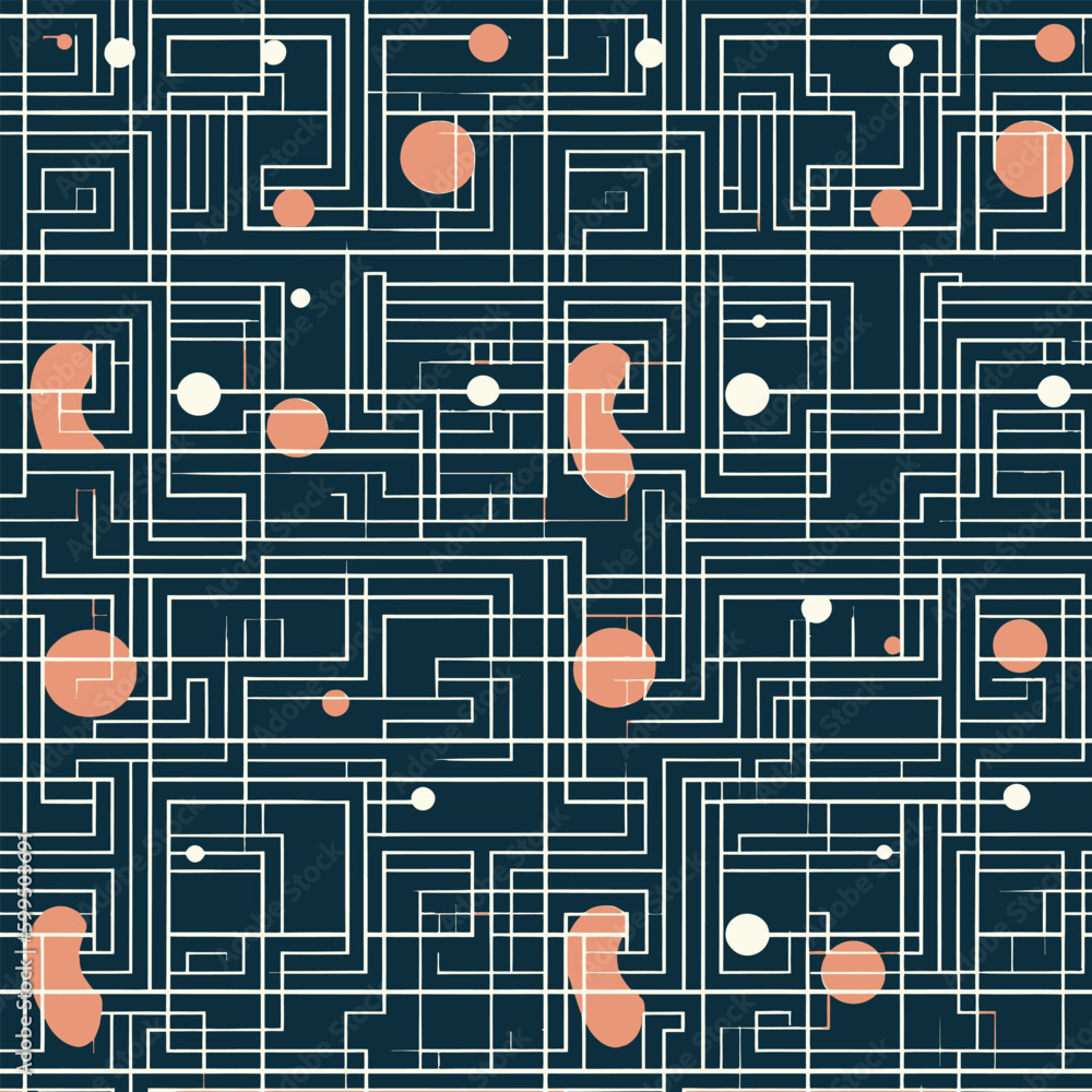 Celestial Geometry: A Seamless Pattern of Simplified Shapes and Space ...