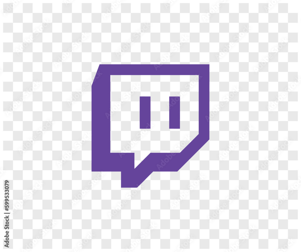 Realistic logotype Twitch - button icon. Twitch logo with on a ...