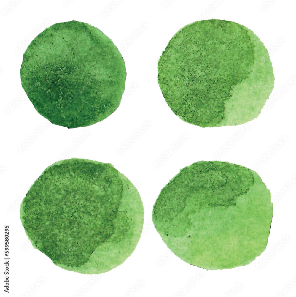 Set of dark green watercolor circle splashes logo background. Design ...