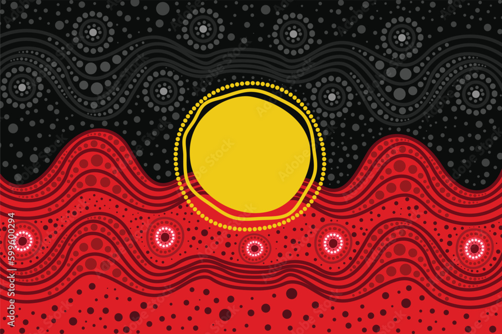 Dot painting with aboriginal flag colors in an aboriginal pattern Stock ...