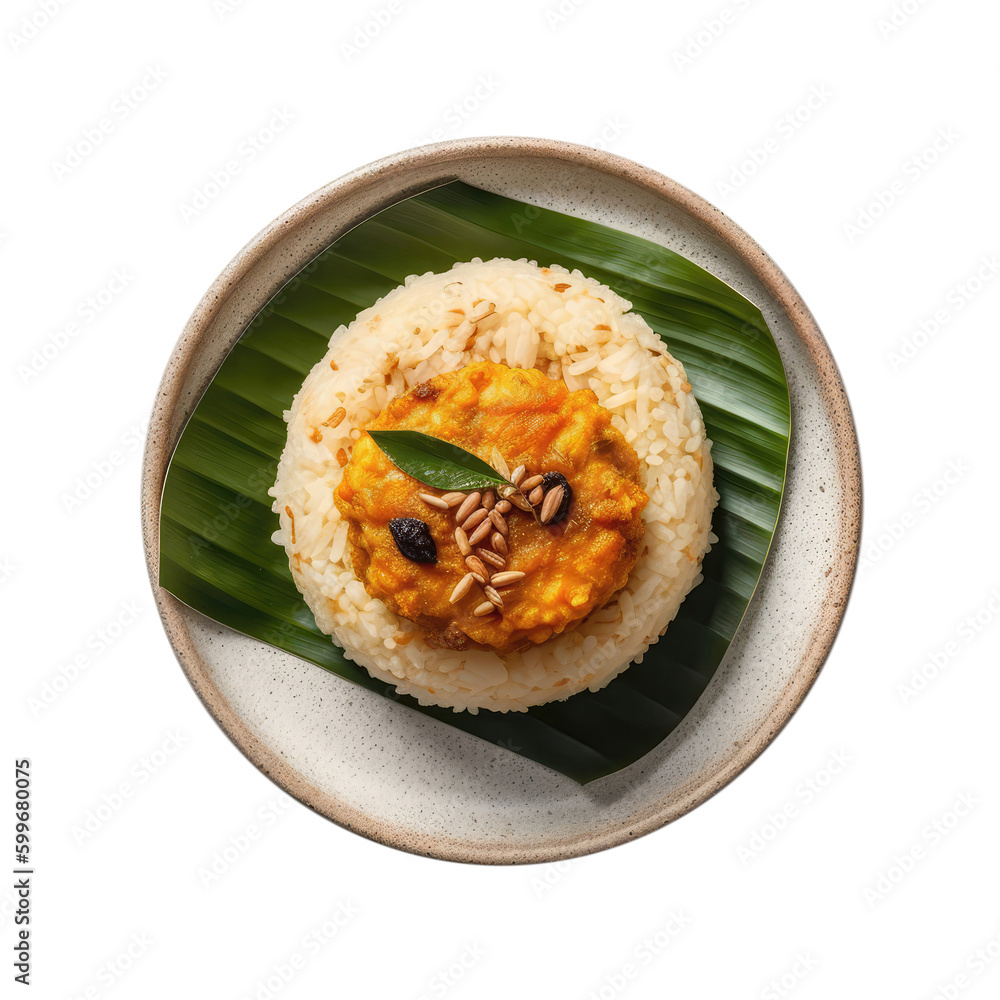 Pongal Indian Dish On White Plate. Isolated On A Transparent Background ...