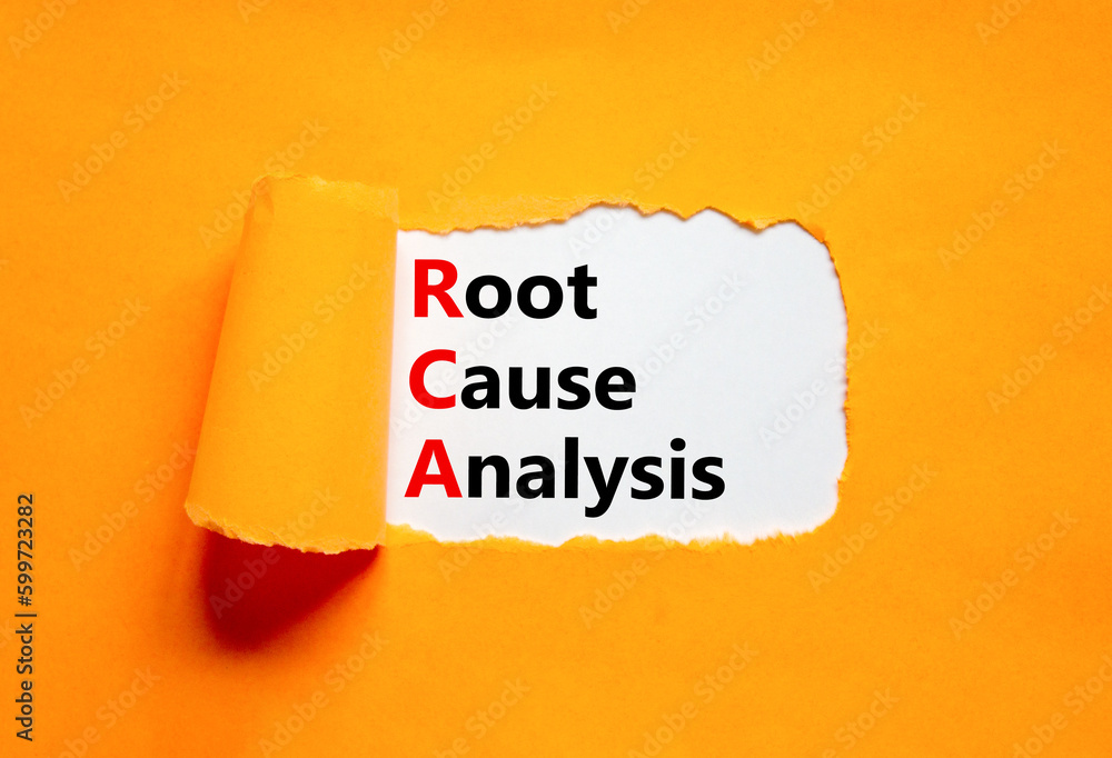 RCA root cause analysis symbol. Concept words RCA root cause analysis on white paper. Beautiful ...