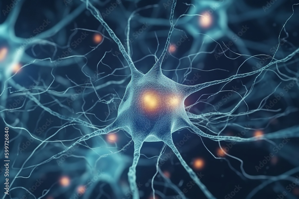 neurons making synapse, nervous system sending electrical impulses or ...