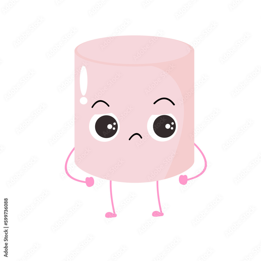 Vector illustration of marshmallow character with curious cute ...