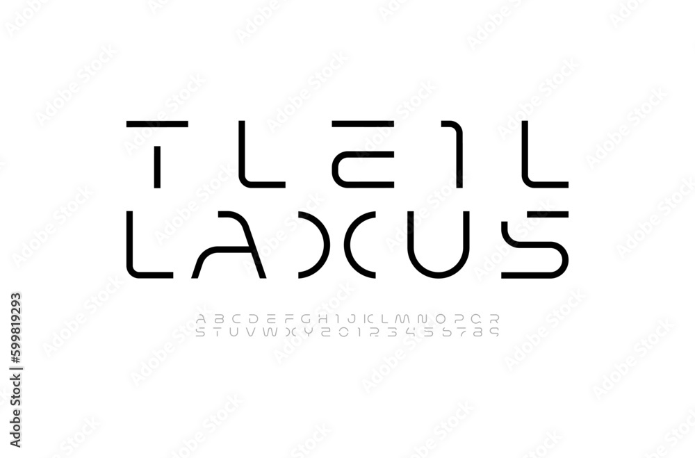 Virtual cyber font, digital alphabet made space future design ...