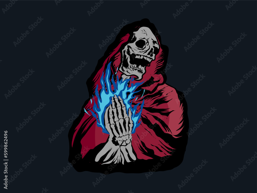 human skeleton isolated on white background. pray skull tattoo. skull ...