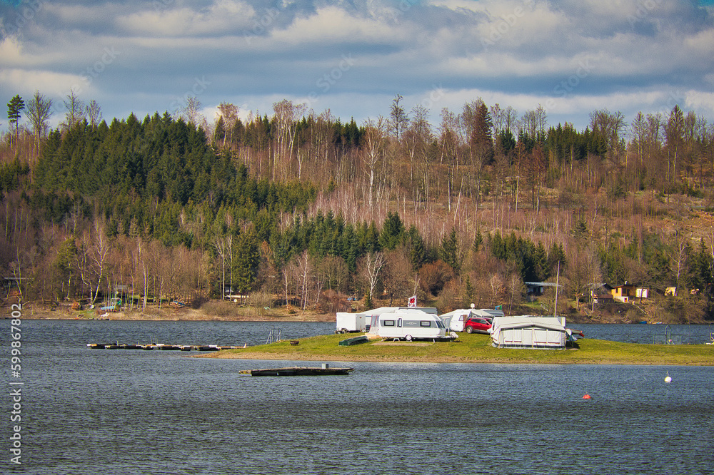 Camping, Blick auf den Strand am Campingplatz Kloster an der ...