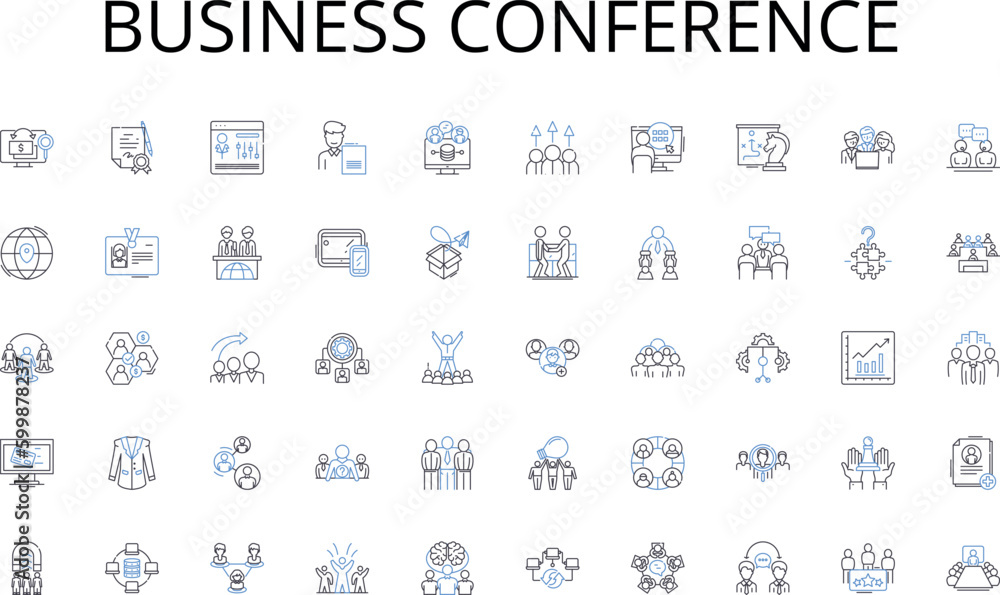 Vector de Stock Business conference line icons collection ...