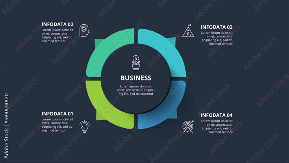 Diagram concept for infographic with 4 steps, options, parts or ...