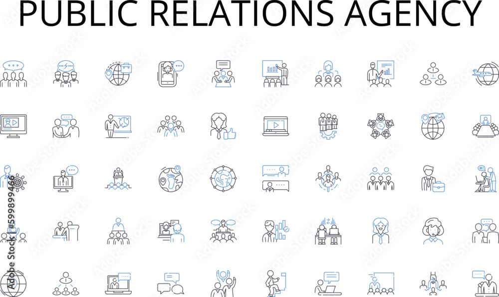 Public relations agency line icons collection. Partnership, Synergy ...