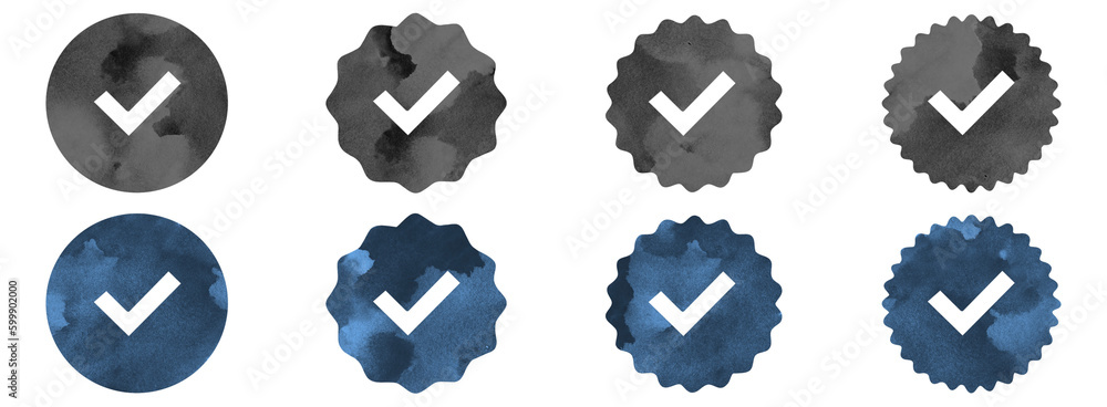 Social media verification icons hand drawn vector illustration set ...