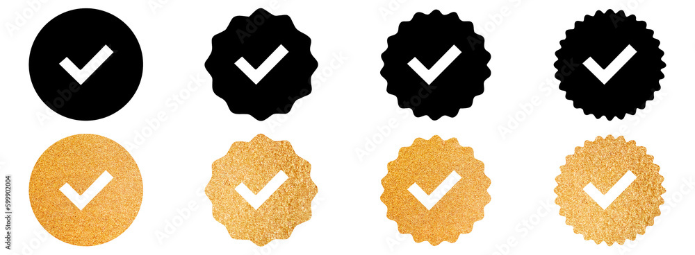 Social media verification icons hand drawn vector illustration set verified badge icon blue tick ...