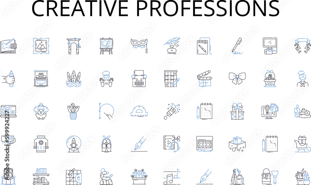 Creative professions line icons collection. Microcontroller , FPGA ... Creative professions line icons collection. Microcontroller , FPGA ...