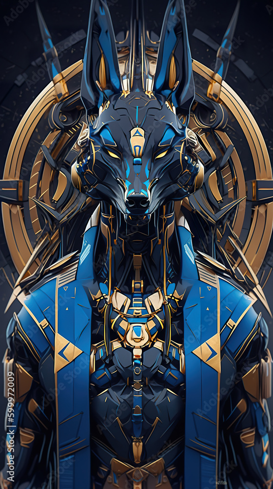 Stock-Illustration „Anubis, the egyptian god of the underworld in gold ...